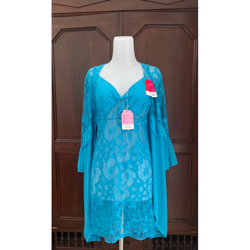 Jual THE BRAHOUSE SET KIMONO + LINGERIE + GSTRING DRESS WARNA MAROON ...