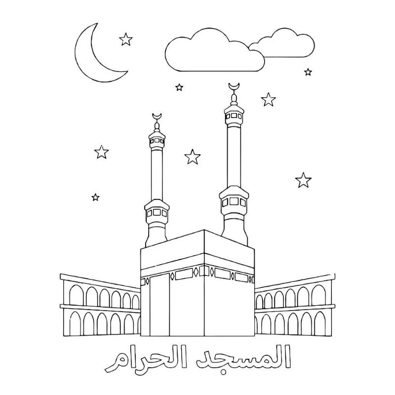 Jual OTTO kertas Gambar Sketsa Mewarnai ISLAMI TEMA MASJID Menggambar ...