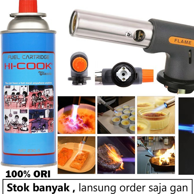 Jual HEMAT!!! 2IN1 Flame Gun Gas Torch Pematik Api Blow Torch Dan Tabung Gas Hi-Cook 230Gr ...