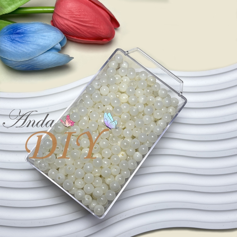 Jual 【50Pcs 】6mm Acrylic beaded imitation natural stone loose beaded 34 Colors can be used for ...