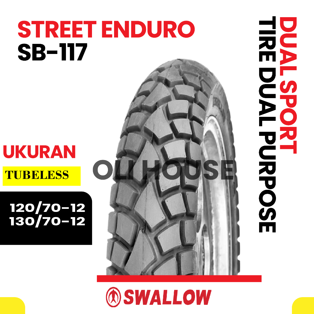 Jual Ban Motor Swallow SB-117 Street Enduro SB-117 Ukuran 120/70 130/70 Ring 12 Tubeless ...