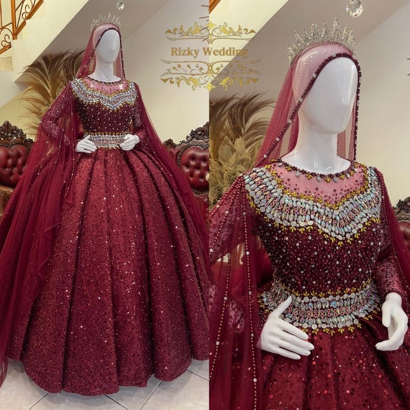 Jual Gaun pengantin mewah elegan || Gaun pengantin premium || Gaun ...