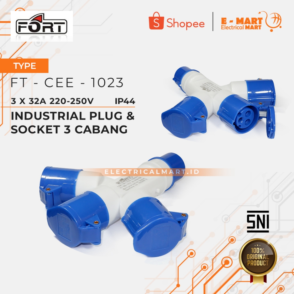 Jual Fort CEE-1023 Industrial Plug Socket 3 Cabang 3X32A | Shopee Indonesia