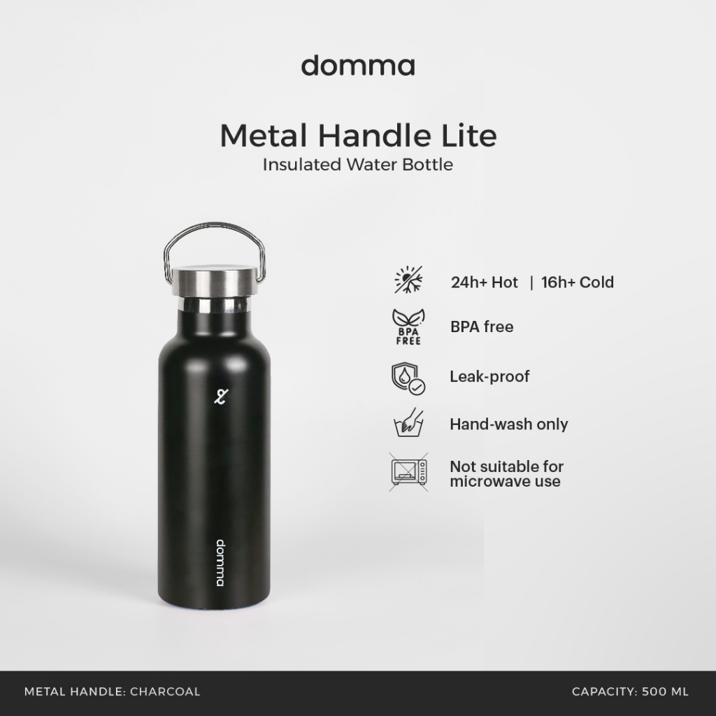 Jual [Domma] 500 ml Metal Handle Lid Insulated Reusable Tumbler Water ...
