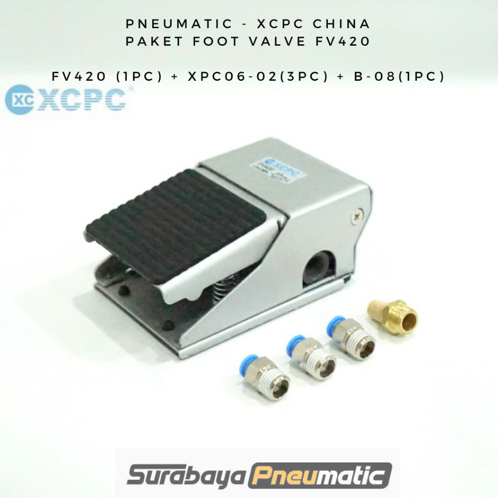 Jual PAKET - Foot Valve Pneumatic - Foot Switch Angin FV420 + Fitting ...