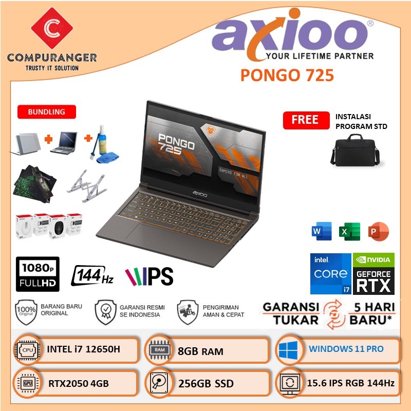Jual Gaming Axioo Pongo 725 core i7 12650H gen 12 RTX2050 16gb up 32gb ...