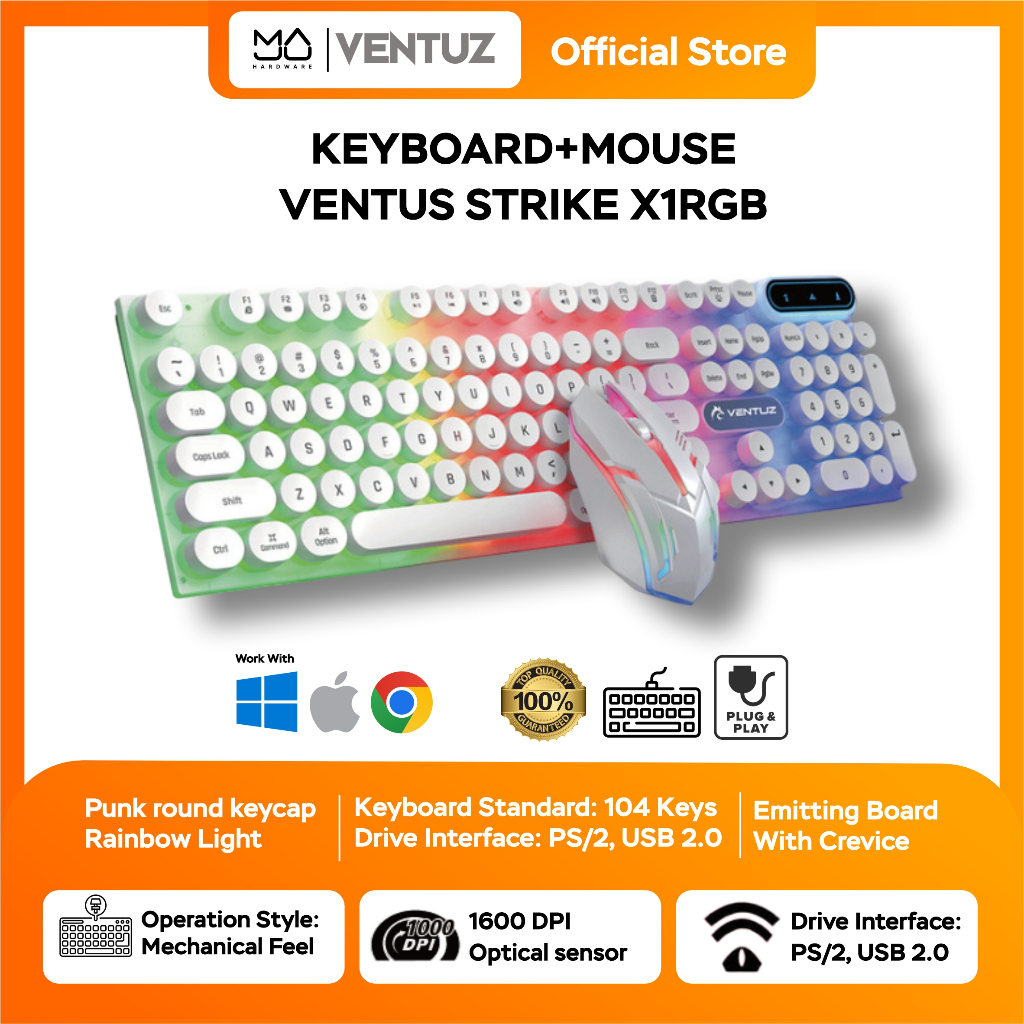 Jual Keyboard Mouse Bundle Ventuz Strike X1 Membrane Keys RGB | Shopee Indonesia