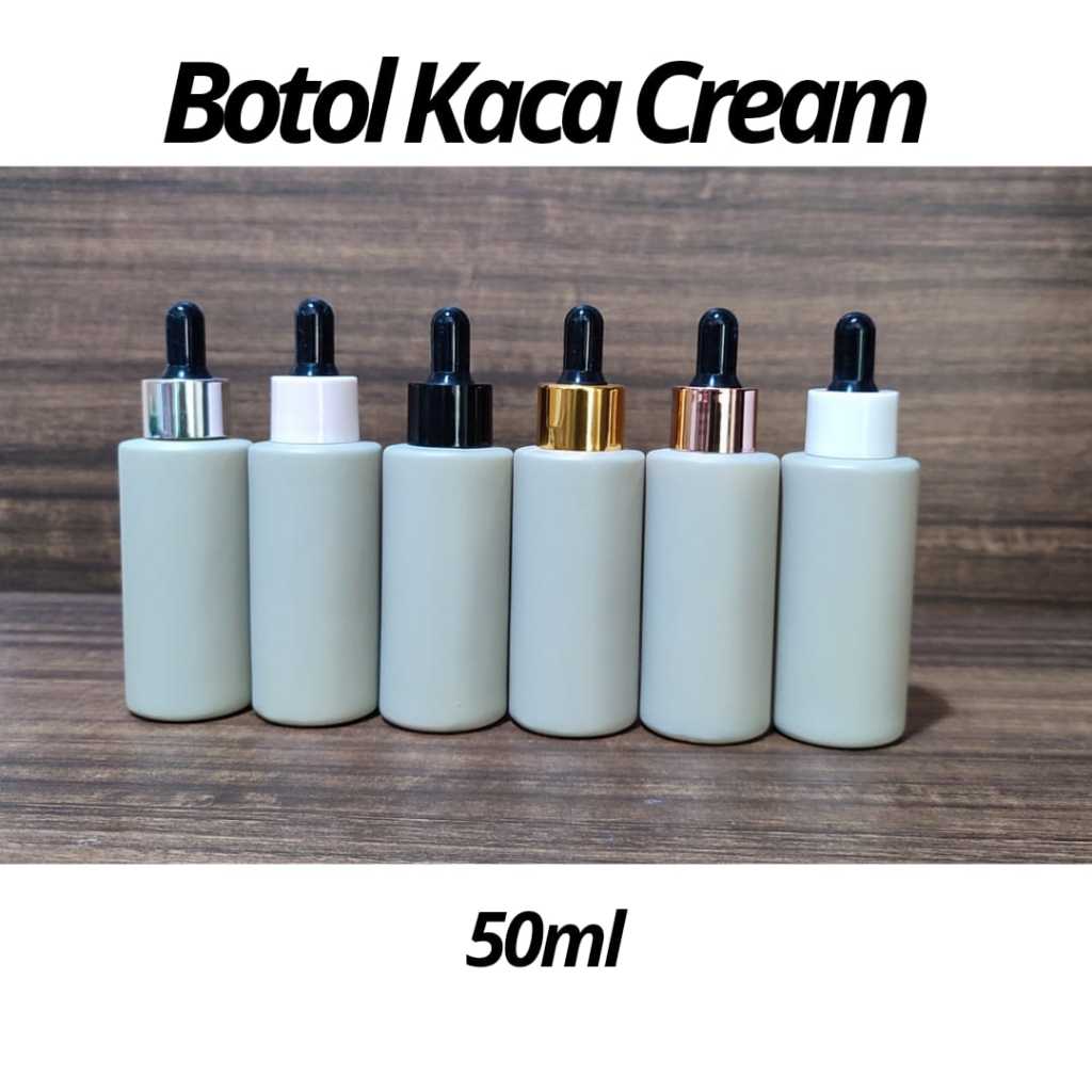 Jual Botol Kaca Cream Serum Tetes Pipet Kaca 50ml Skincare Botol serum ...