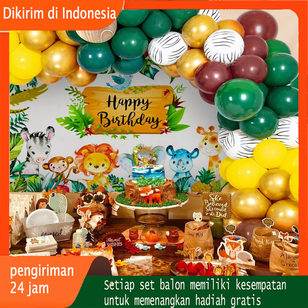 Jual Set Balon Dekorasi Pesta Ulang Tahun Tema Safari Hutan Poster ...