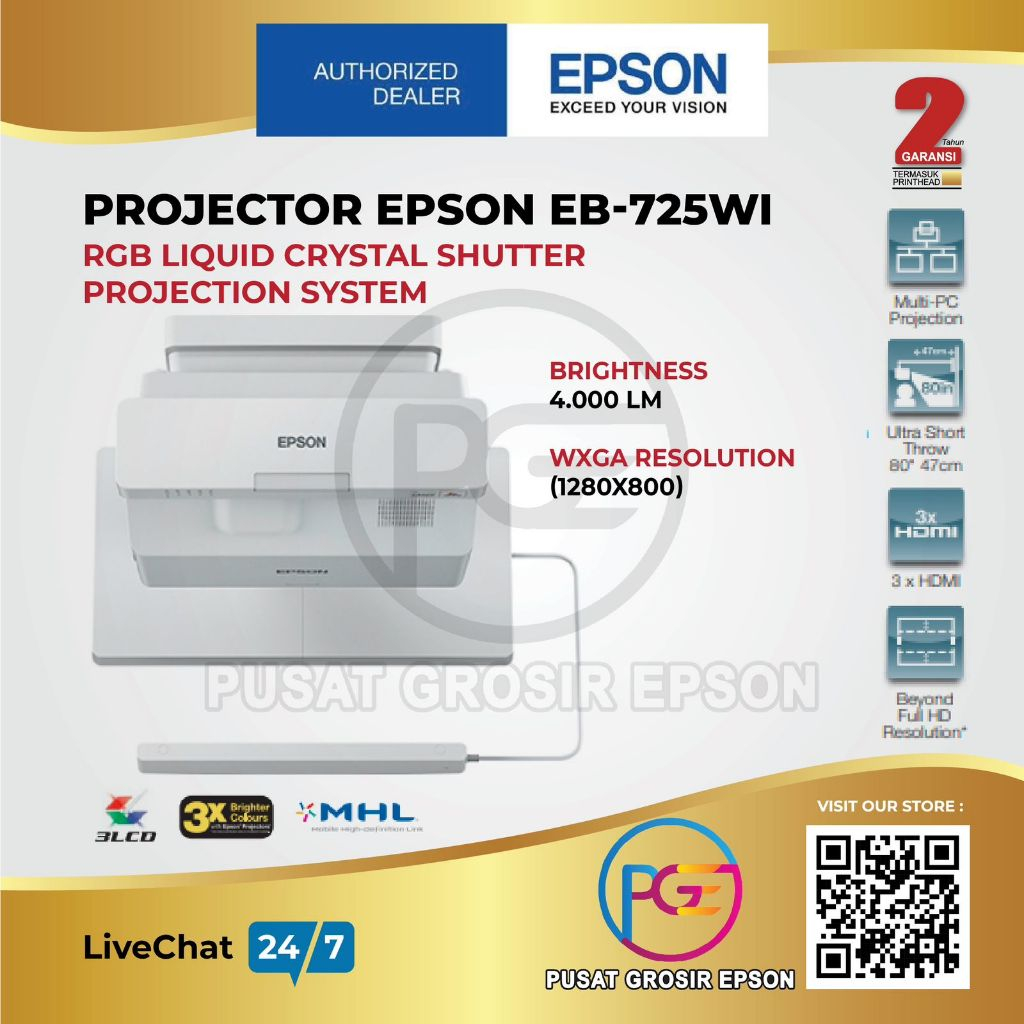Jual Epson EB-725WI EB725WI EB 725WI WXGA 3LCD Interactive Laser Projector | Shopee Indonesia