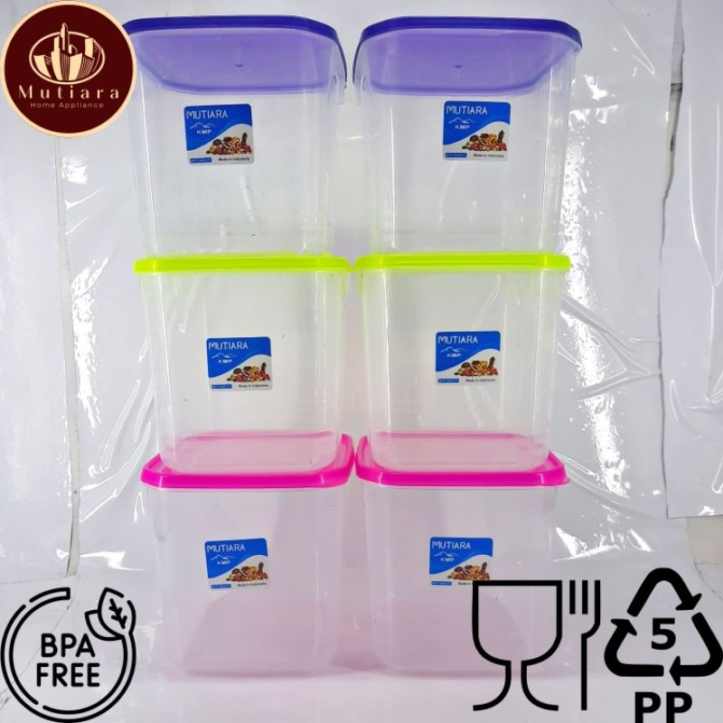 Jual Toples Kotak 1 KG | Kotak Makanan Kmp Bening Tutup Warna | Wadah ...