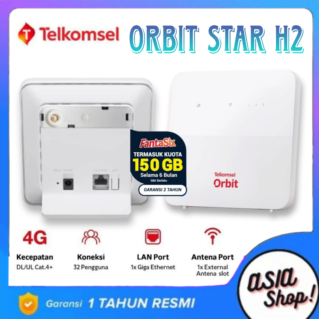 Jual Telkomsel Orbit Star H2 Modem Wifi 4G High Speed Bonus Data 150gb ...