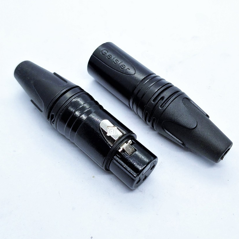 Jual Jack canon audio GEISLER XLR 3 pin Male Female - Black Gold plate ...