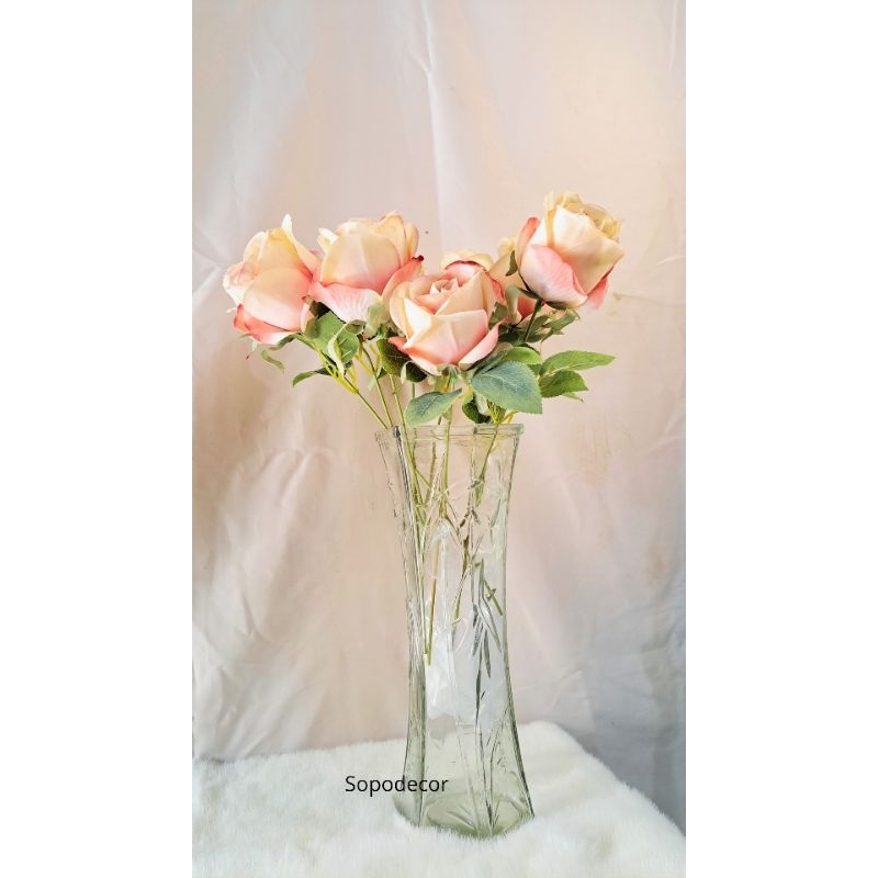 Jual Vas Kaca Bening Tinggi Besar- Rigged Glass Flower Vase -Vas ...