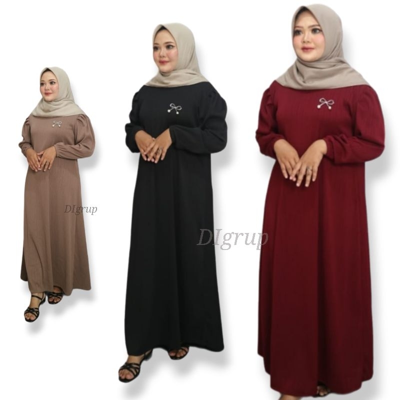 Jual Gamis Soraya Jumbo Dan Standar Model Rempel Tangan Bahan Knit ...
