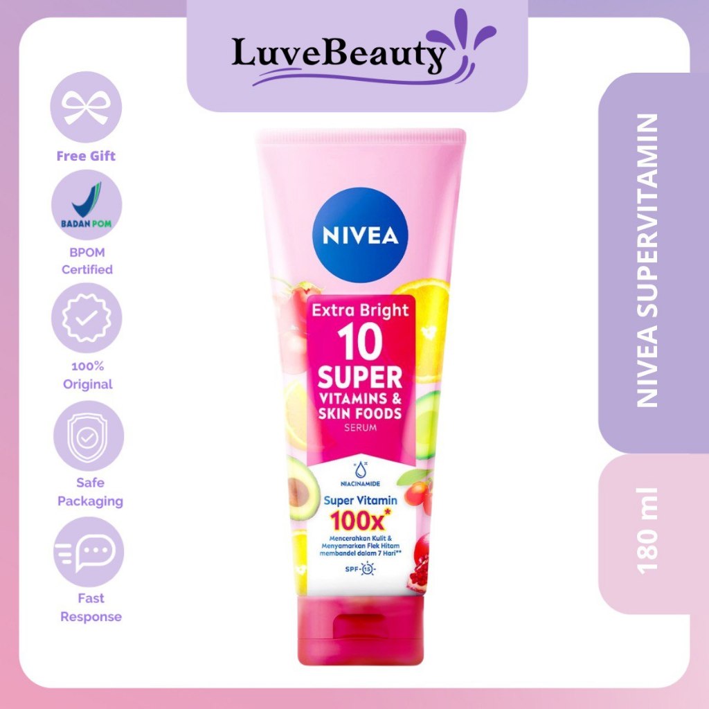 Jual NIVEA Body Serum Extra Bright 10 Super Vitamins & Skin Foods SPF15 ...