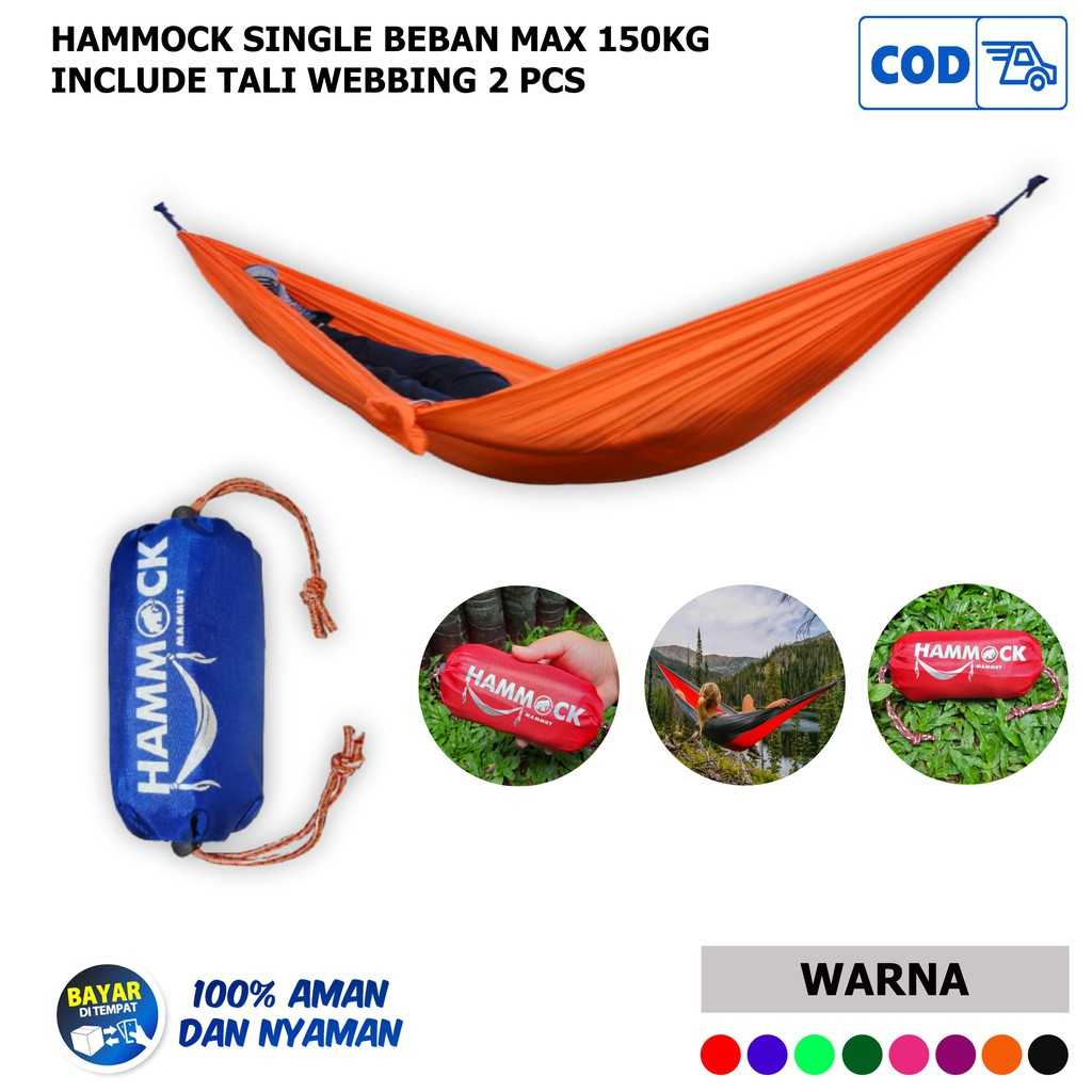 Jual Hammock single ayunan gantung beban max 150 kg include tali 2 pcs ...