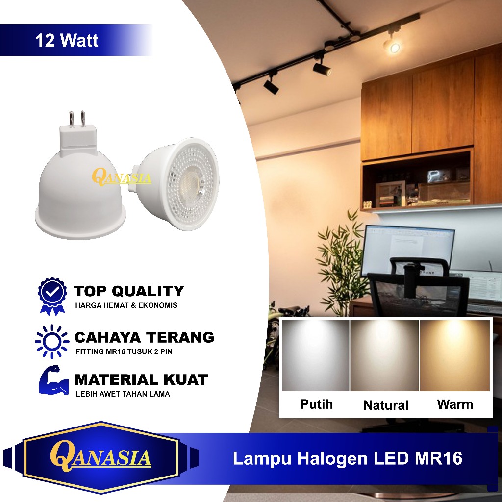 Jual Lampu Halogen Spotlight 12W MR 16 Sorot LED 12 Watt MR16 Tusuk ...