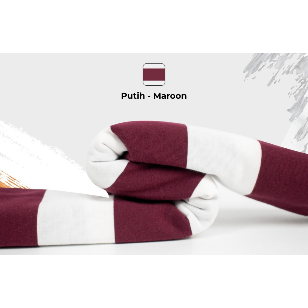 Jual Bahan Kaos Kain CVC 24s Salur Stripe 5CM Warna Putih - Merah ...