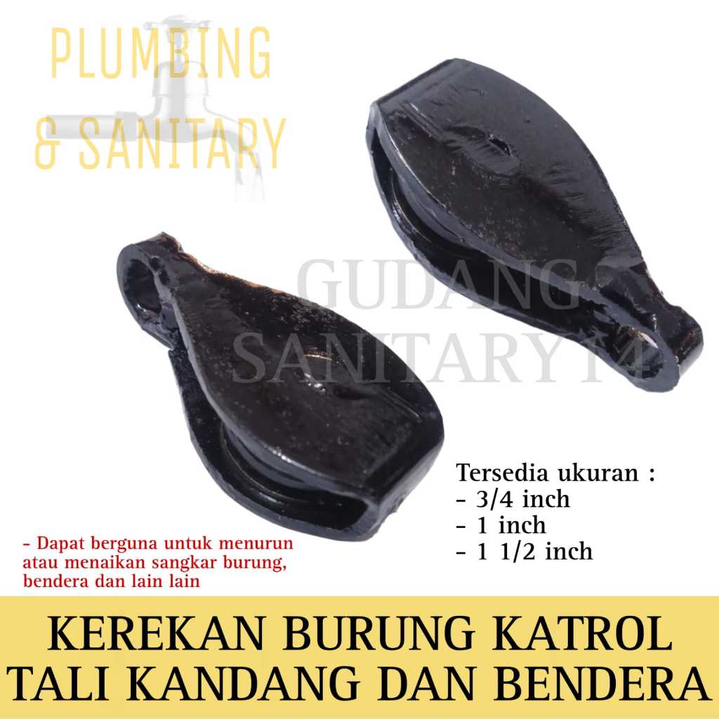 Jual Katrol tali sangkar burung & bendera kerekan hitam 3/4 inch 1 inch ...