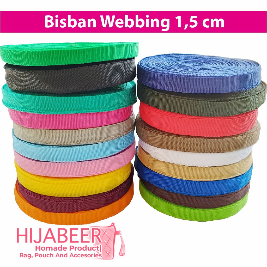 Jual Bisban Webbing / tali botol 1,5 cm PER ROLL | Shopee Indonesia