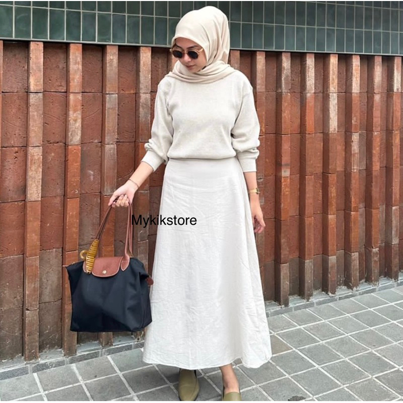 Jual YENA SKIRT by mykikstore / Rok Linen Premium Panjang / Rok A Line ...