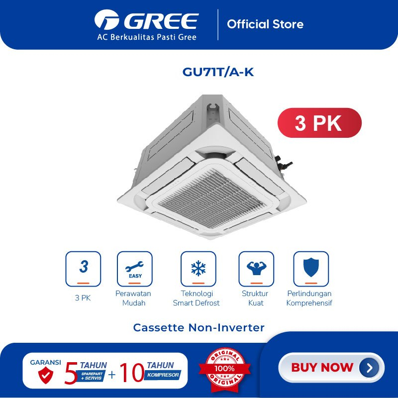 Jual GREE U-Match Cassette 3PK - 3D Teknologi - 360° air discharge panel - Model GU71T/A-K ...