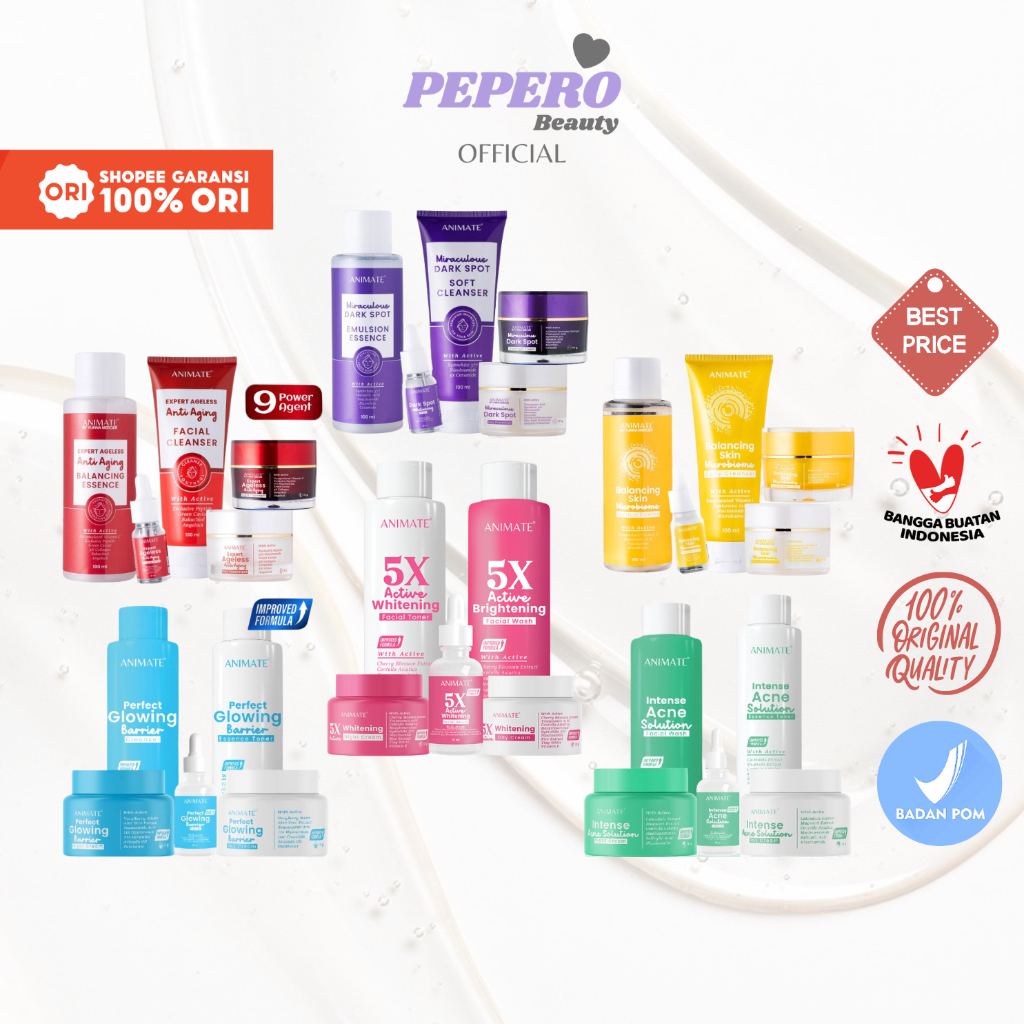 Jual ANIMATE Paket Series 5in1 - Whitening | Glowing | Acne | Dark Spot ...