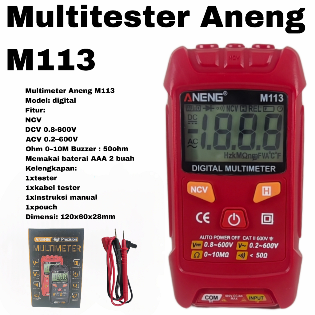 Jual Multitester Aneng M113 Smart Multimeter Digital NCV True RMS ...