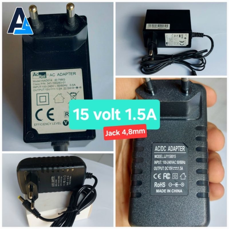 Jual (AC BEL) Adaptor 15 volt 1.5a [22,5 watt] Jack 4,8mm | Power ...