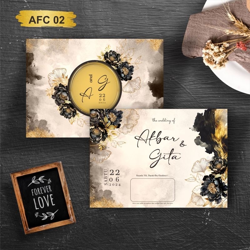 Jual Undangan pernikahan murah elegan cantik dan aesthetic tema gold ...