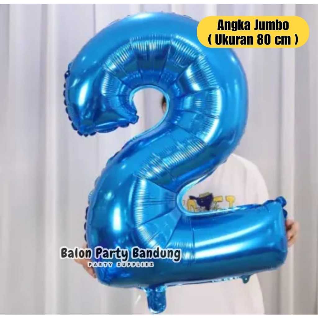 Jual [ SATUAN ] Balon Foil Angka Jumbo Ukuran 80Cm (BIRU POLOS ...
