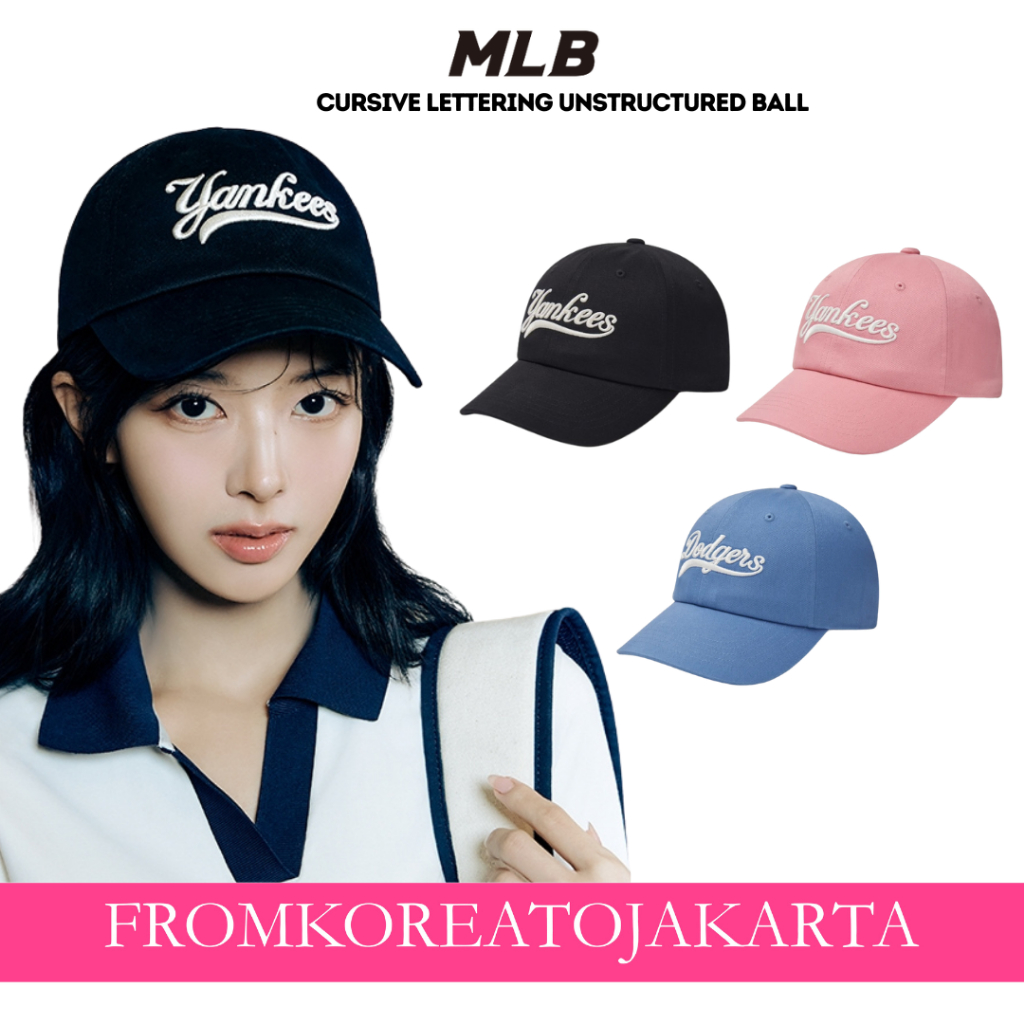 Jual MLB Cursive Lettering Unstructured Ball Cap 3ACPVL34N | Shopee ...