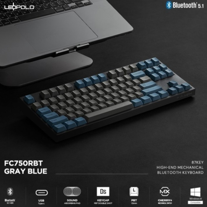 Jual LEOPOLD FC750RBT BLUETOOTH GRAY BLUE CHERRY MX BLUE MECHANICAL ...