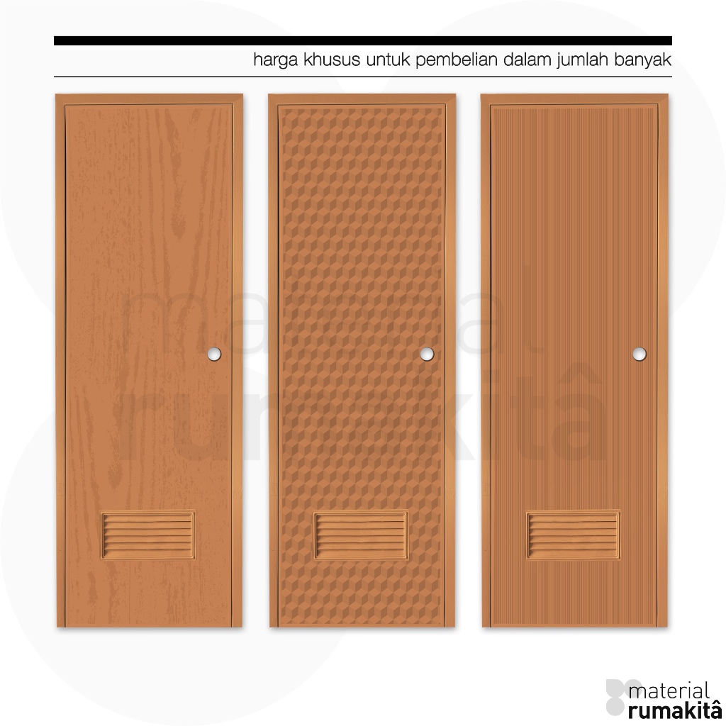 Jual Pintu Kamar Mandi PVC / Pintu PVC - Polos Kotak Garis Warna 1 Set ...