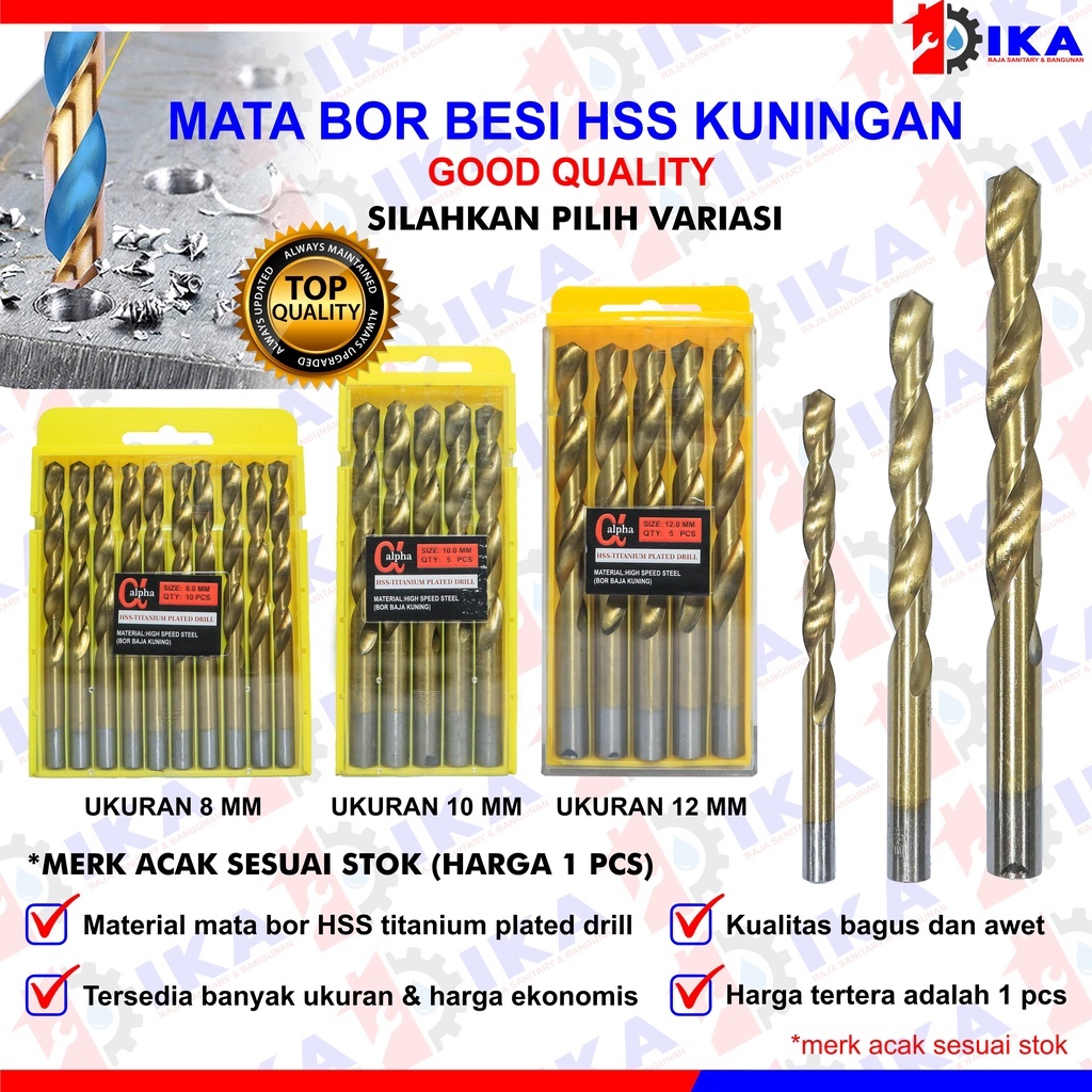 Jual Mata Bor Besi Baja Kuningan Twist Drill Titanium Beton 2 - 2,5 - 3 - 4 - 4,5 - 6 - 8 - 10 ...