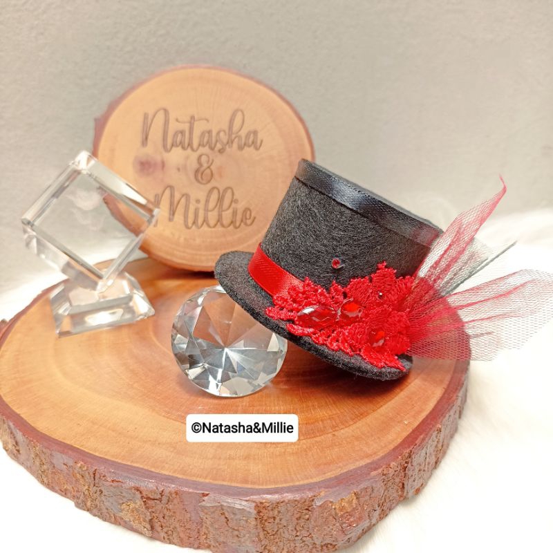 Jual BANDO TOP HAT - BLACK LACE RED (SMALL) | Shopee Indonesia