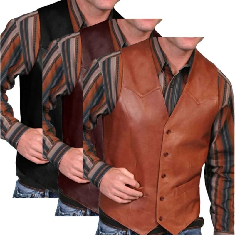 Jual Rompi Kulit Pria Rompi Kulit Semi Keren Rompi vest cowboy Pria ...