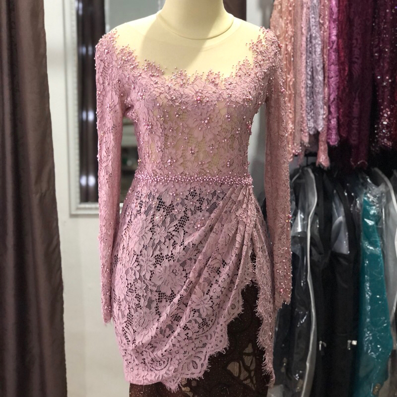 Jual Kebaya Modern Sabrina Dusty Pink Mewah Untuk Lamaran / Kondangan ...