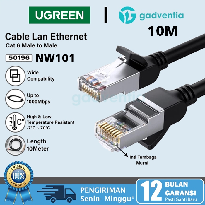 Jual Ugreen Kabel Lan Rj45 Cat6 Cat.6 Gigabit Cable Ethernet Router High Speed 1000mbps CAT 6 ...