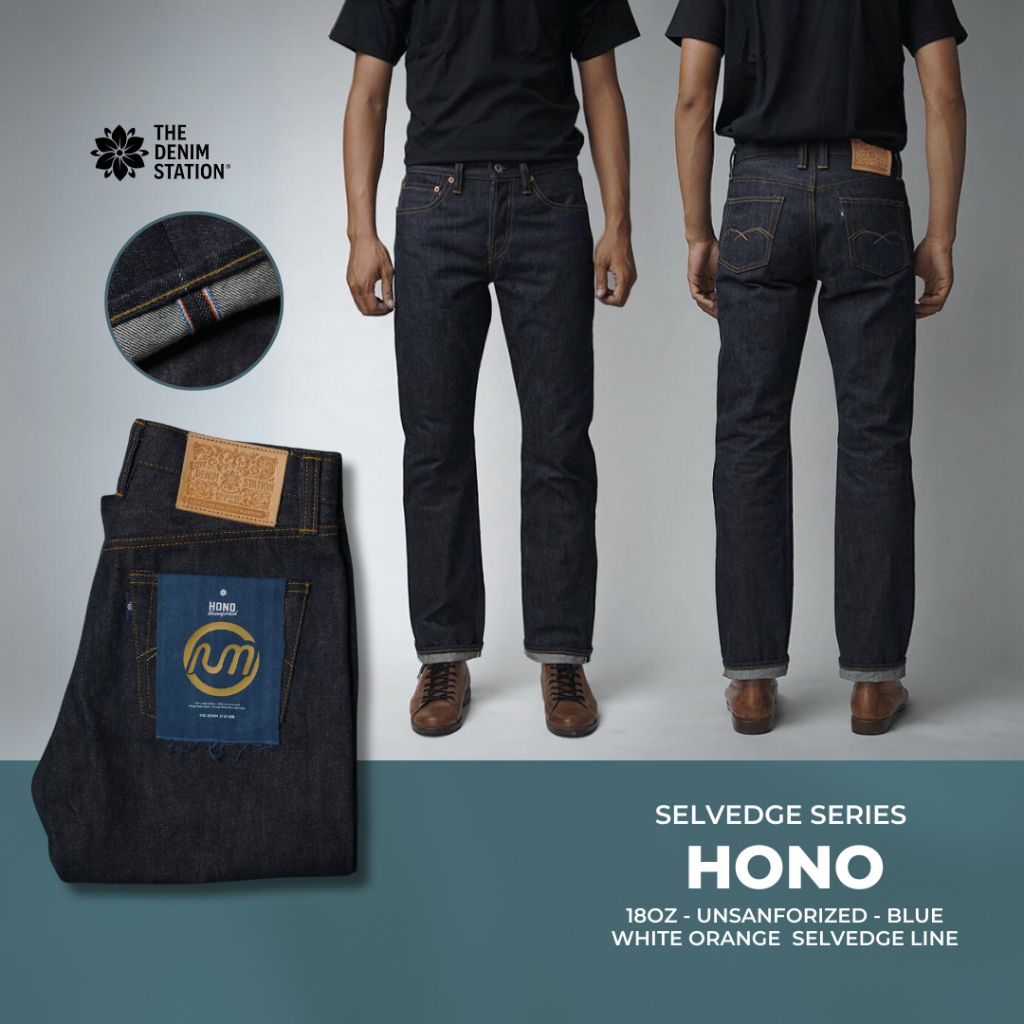 Jual The Denim Station - HONO 18oz Loomstate Selvedge Denim (MADE TO ...