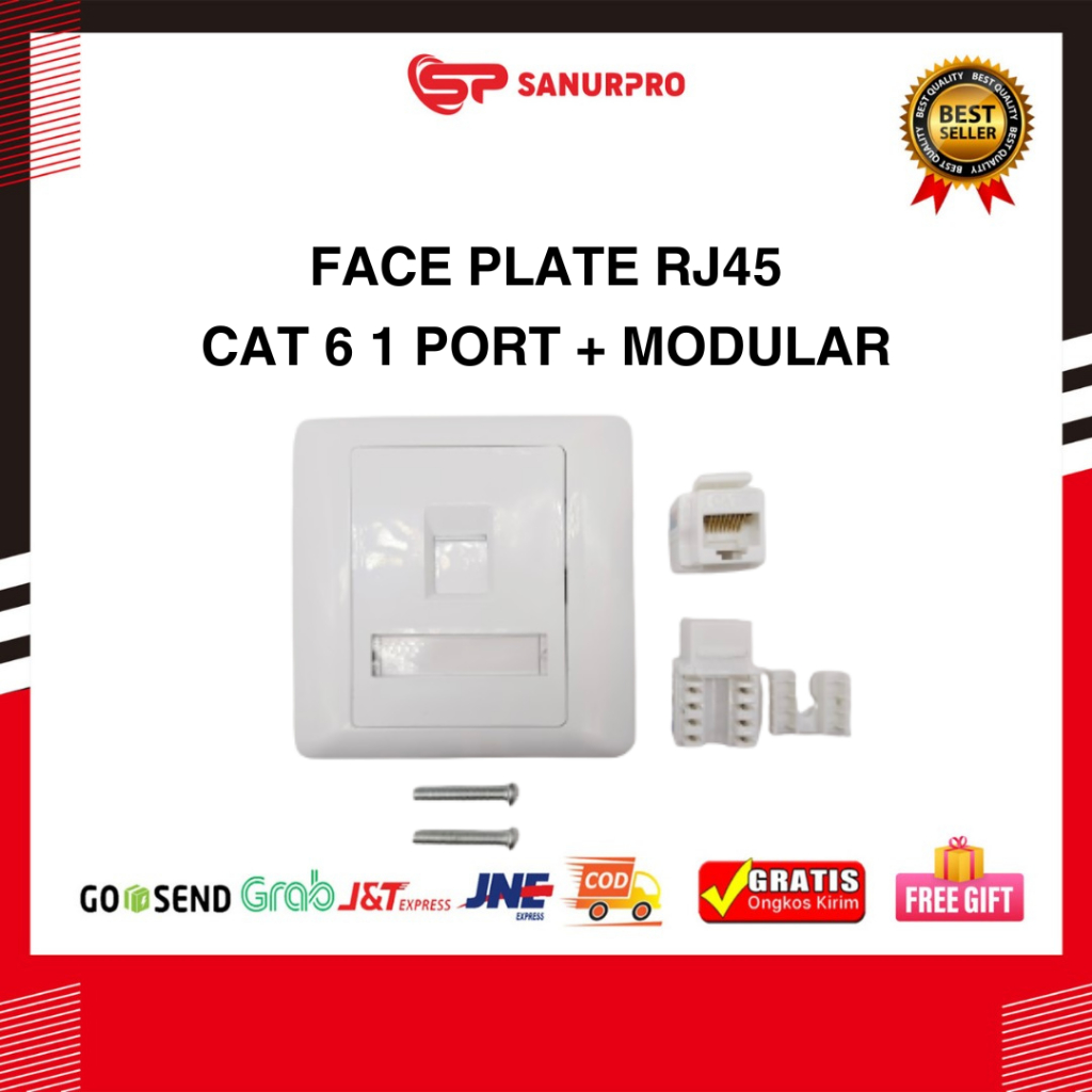 Jual FACE PLATE RJ45 CAT 6 1 PORT + MODULAR | Shopee Indonesia