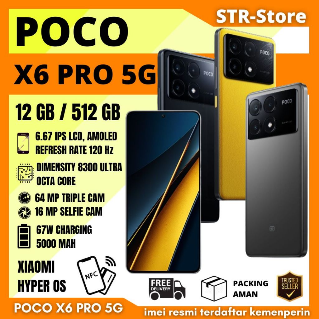 Jual POCO X6 PRO 5G 12/512 GB GARANSI RESMI POCO X6 PRO 12/512 GB NFC ...