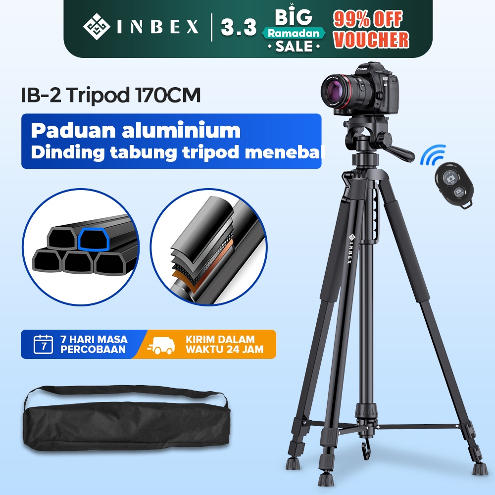Jual [LIVE]INBEX IB-2 Tripod Kamera Hp Bluetooth Remote Tripot Tebal dan stabil 170cm | Shopee ...