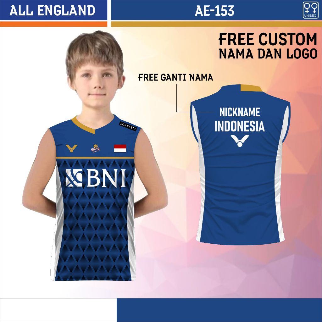 Jual Jersey badminton indonesia singlet anak baju bulu tangkis the ...