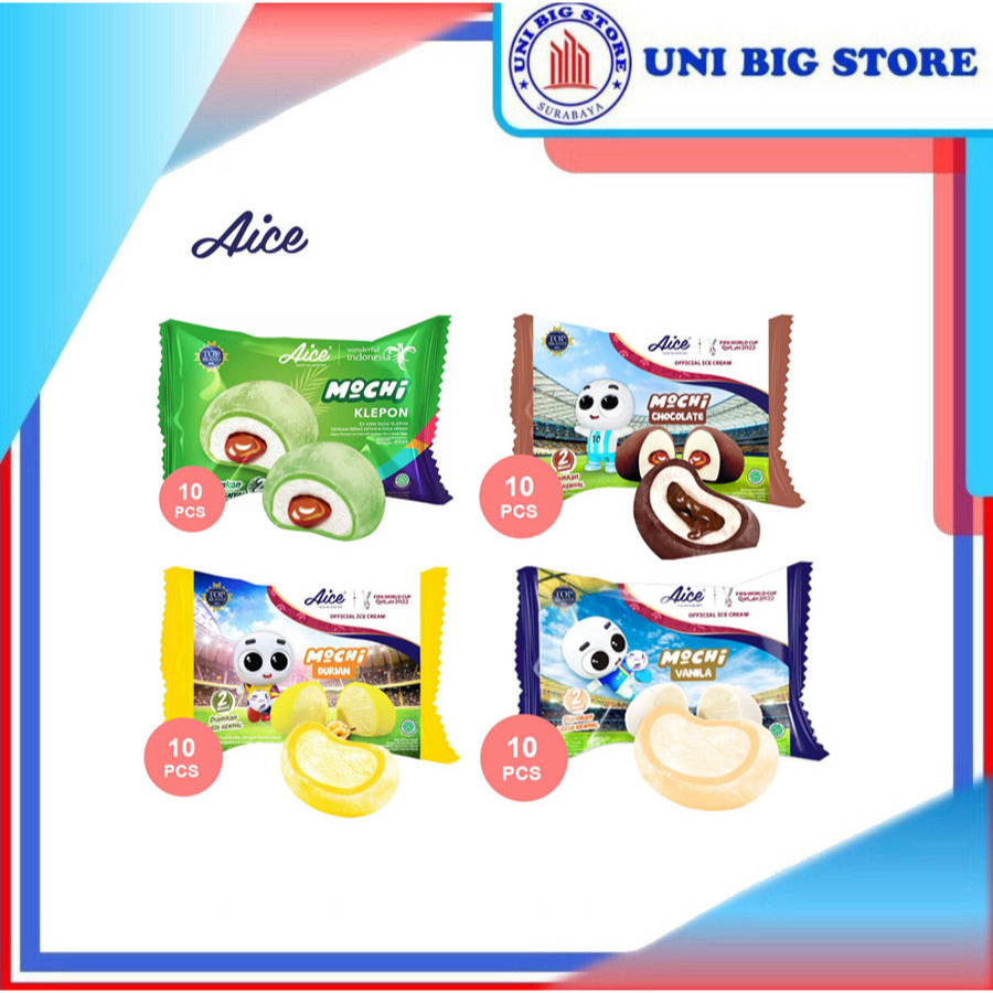 Jual Aice Ice Cream Mochi Chocolate | Vanila | Klepon | Durian 45 ml 10 ...