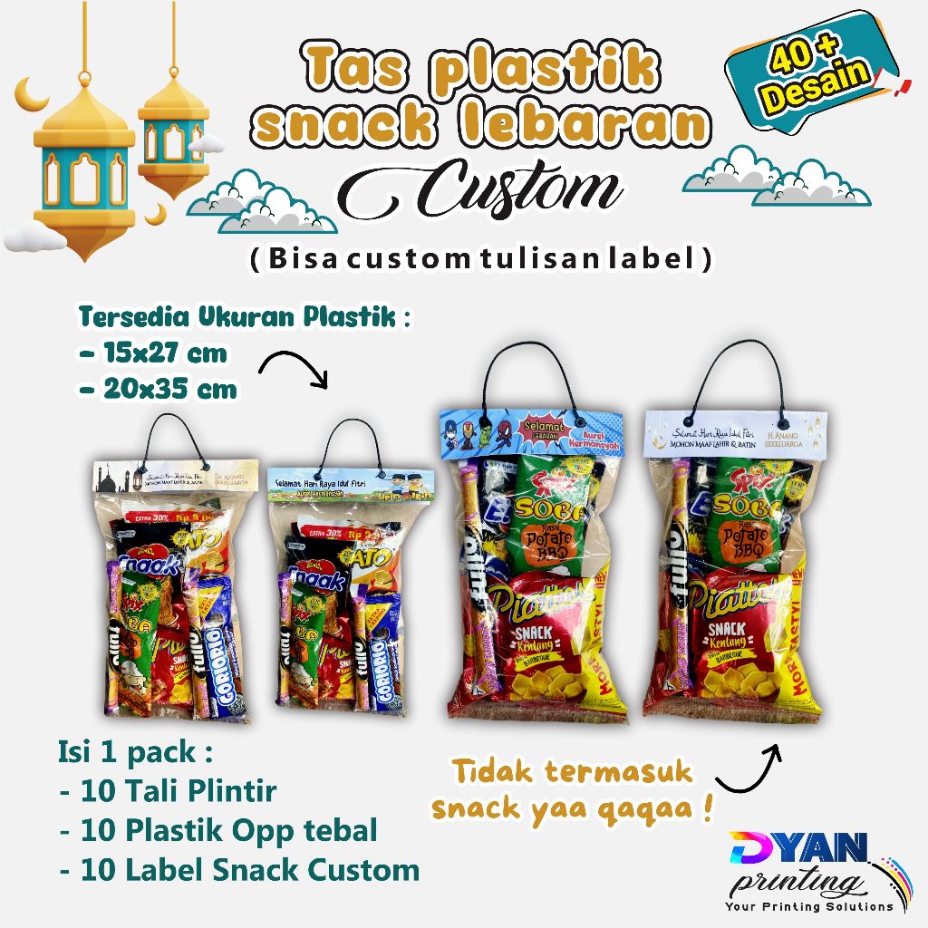 Jual ( ISI10 ) TAS PLASTIK SNACK LEBARAN, CUSTOM NAMA & TULISAN ...