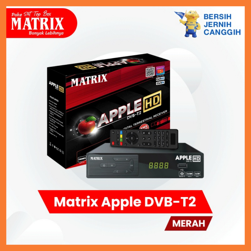 Jual MATRIX STB DVBT-2 APPLE HD MERAH | Set Top Box Matrix IPTV | Ready ...