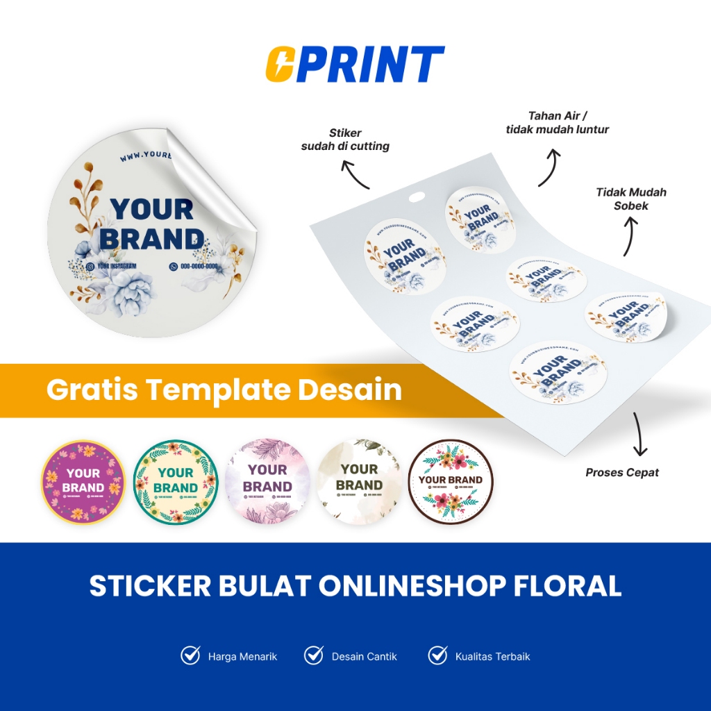 Jual Stiker Vinyl Susu Putih Online Shop Bunga Bulat Anti Air Custom ...