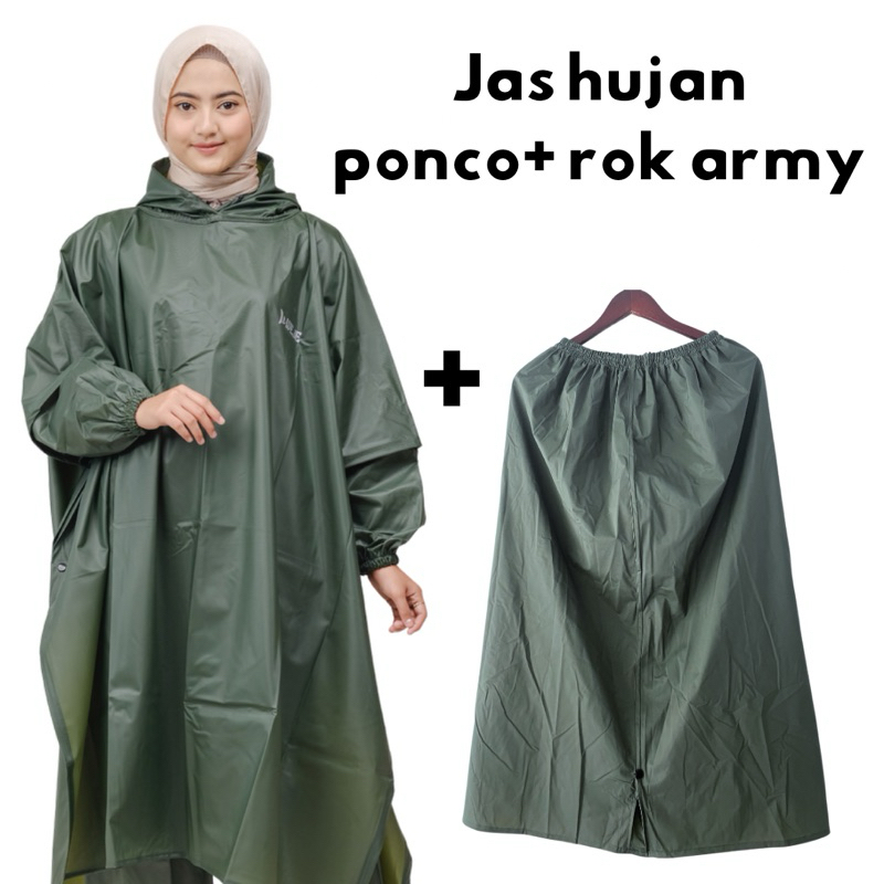 Jual Jas Hujan Ponco Kelelawar + Rok Wanita Dewasa Bahan PVC Tebal 0,25 ...